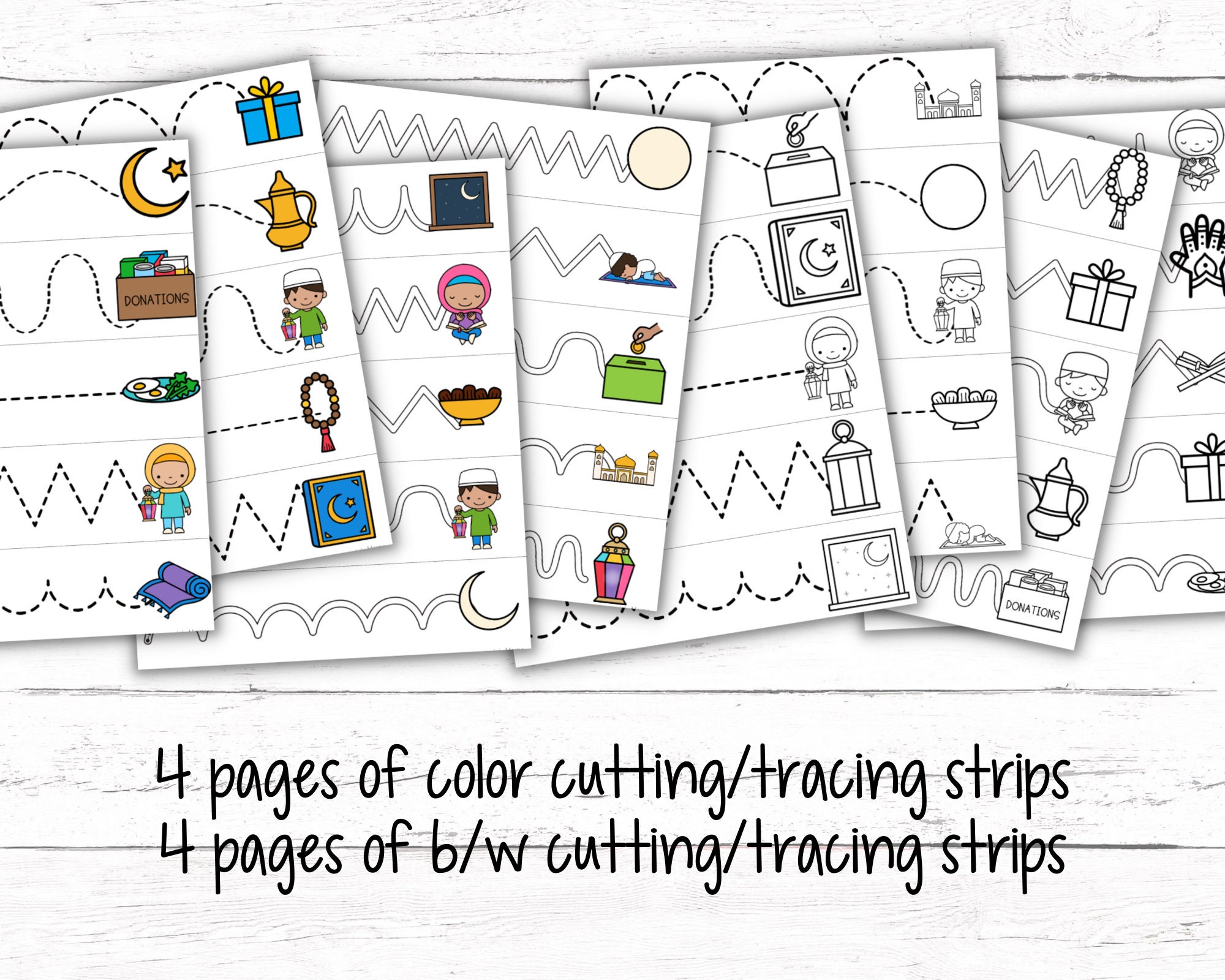 Ramadan Cutting and Tracing Pages for Preschool, Ramadan Printable ...