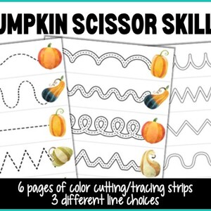Pumpkin Cutting and Tracing Pages for Preschool, Printable, Scissor ...