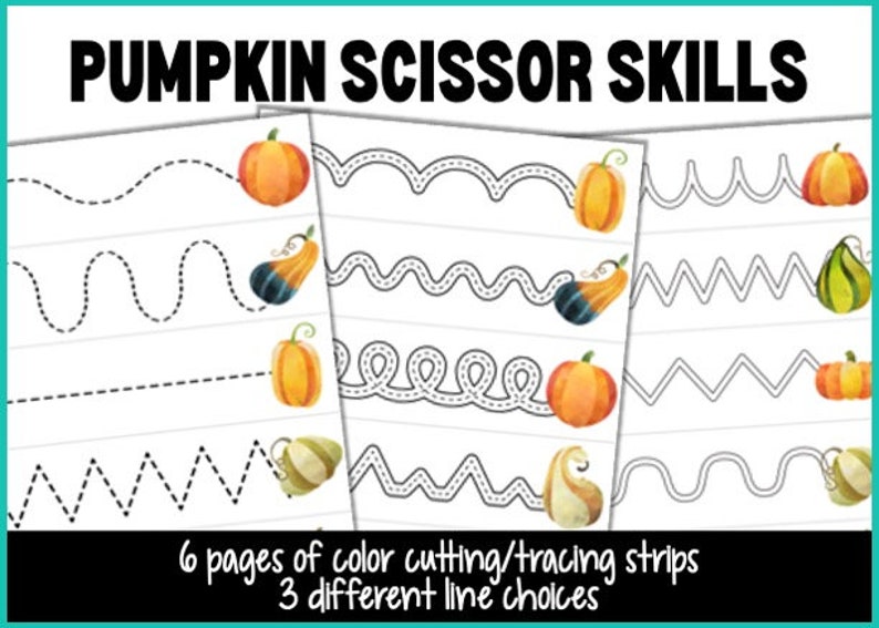 Pumpkin Cutting and Tracing Pages for Preschool, Printable, Scissor ...