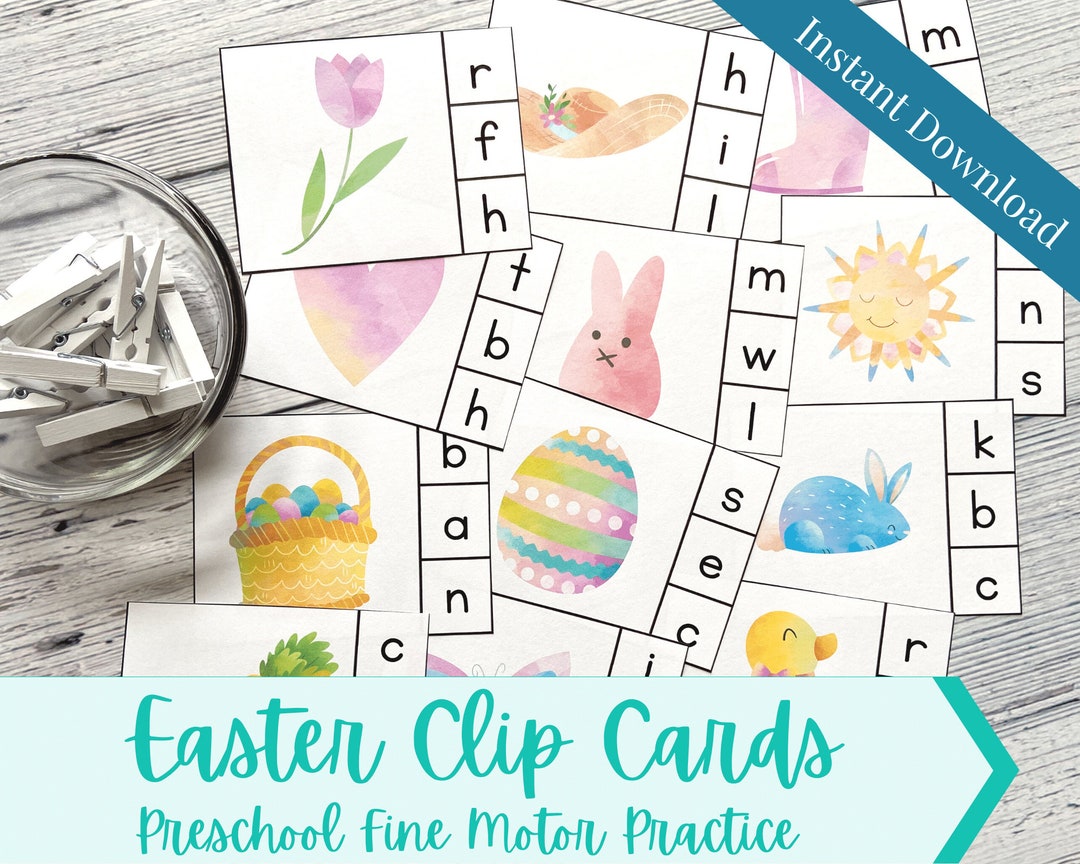 Easter Clip Cards for Preschool | Montessori | Letters and Counting ...