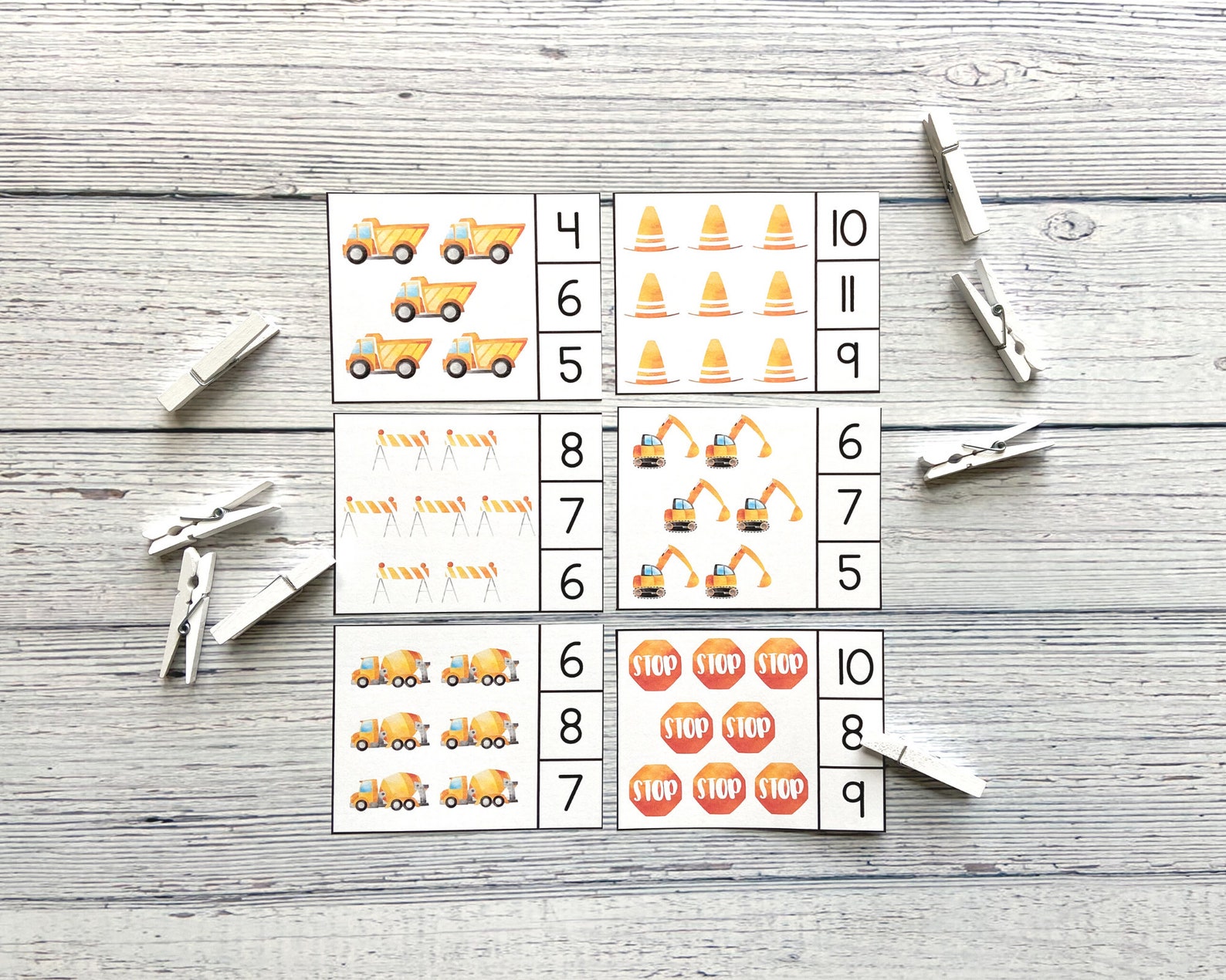 Construction Clip Cards for Preschool | Montessori | Letters and ...