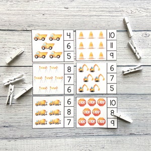 Construction Clip Cards for Preschool | Montessori | Letters and ...