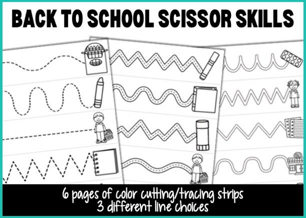 Back to School Cutting and Tracing Pages for Preschool, Printable ...