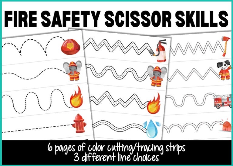 Fire Safety Cutting and Tracing Pages for Preschool, Fire Safety ...
