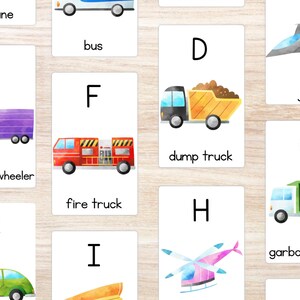 ABC Transportation Flash Cards Printable, Vehicle Alphabet A-Z ...