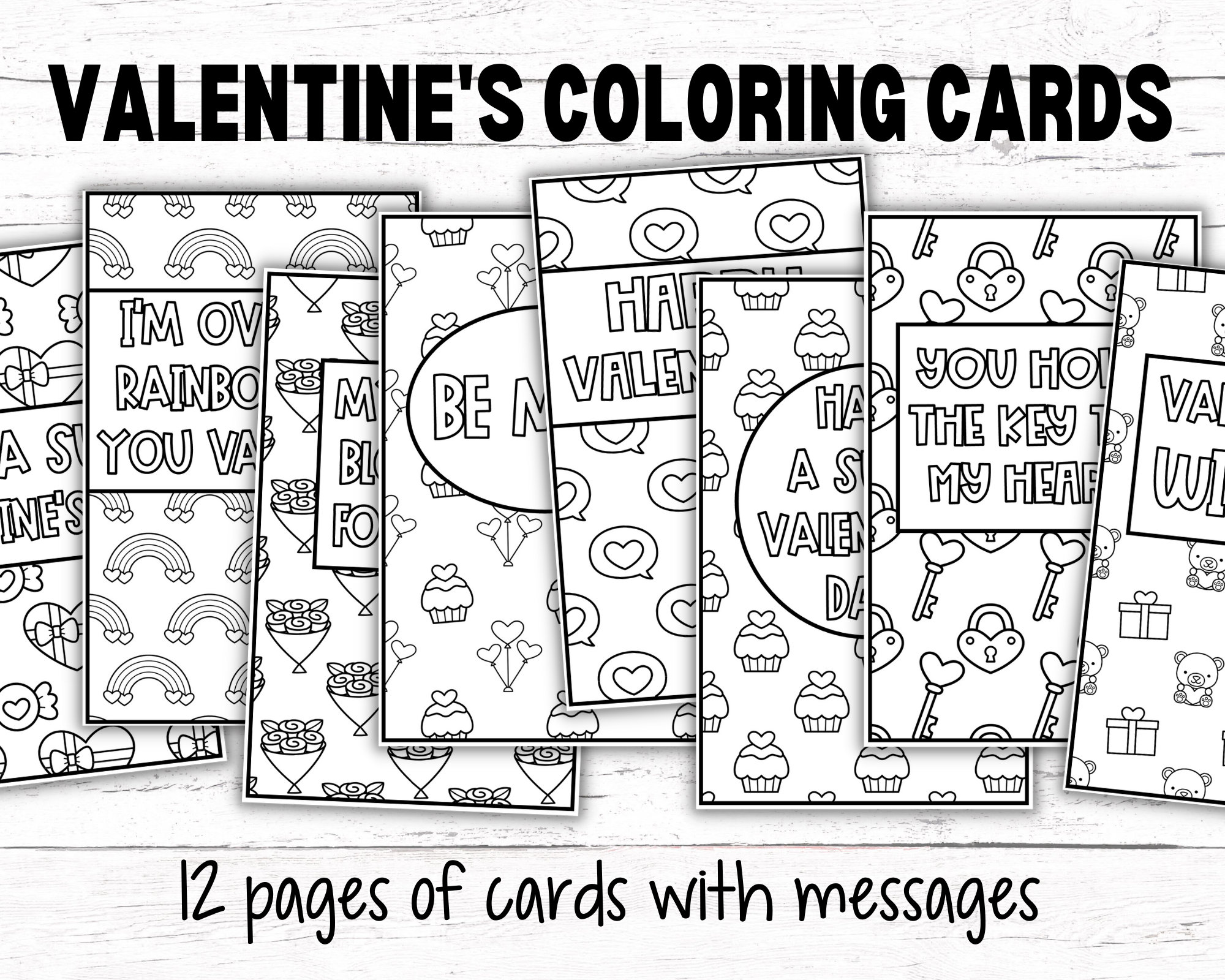 Valentine's Day Coloring Cards, Kids Valentine's Coloring Pages ...