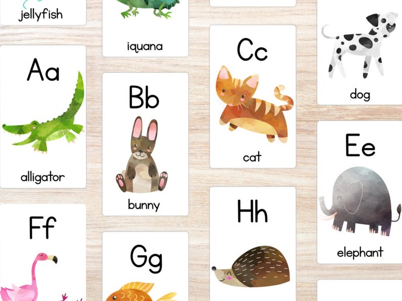 ABC Animal Flashcards for Preschool ,printable PDF, Animal Alphabet ...