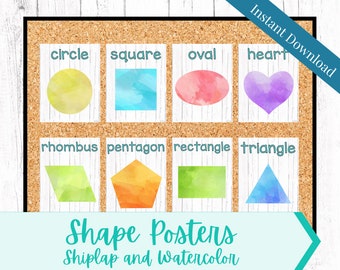 Printable Number Posters Classroom Decor Shiplap Watercolor | Etsy