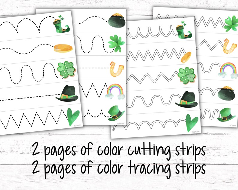 St. Patrick's Day Cutting and Tracing Pages for Preschool - Etsy