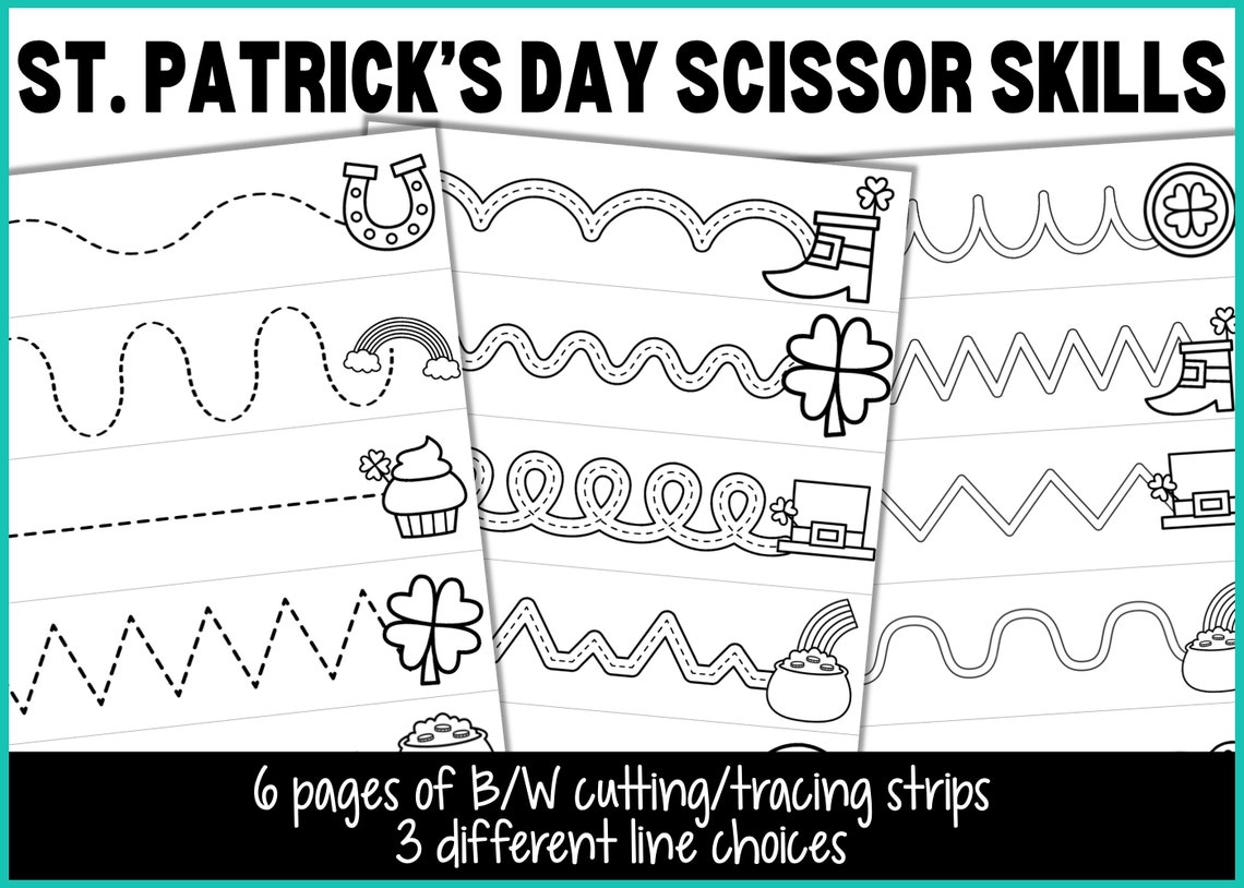 St. Patrick's Day Cutting and Tracing Pages for Preschool, Printable ...