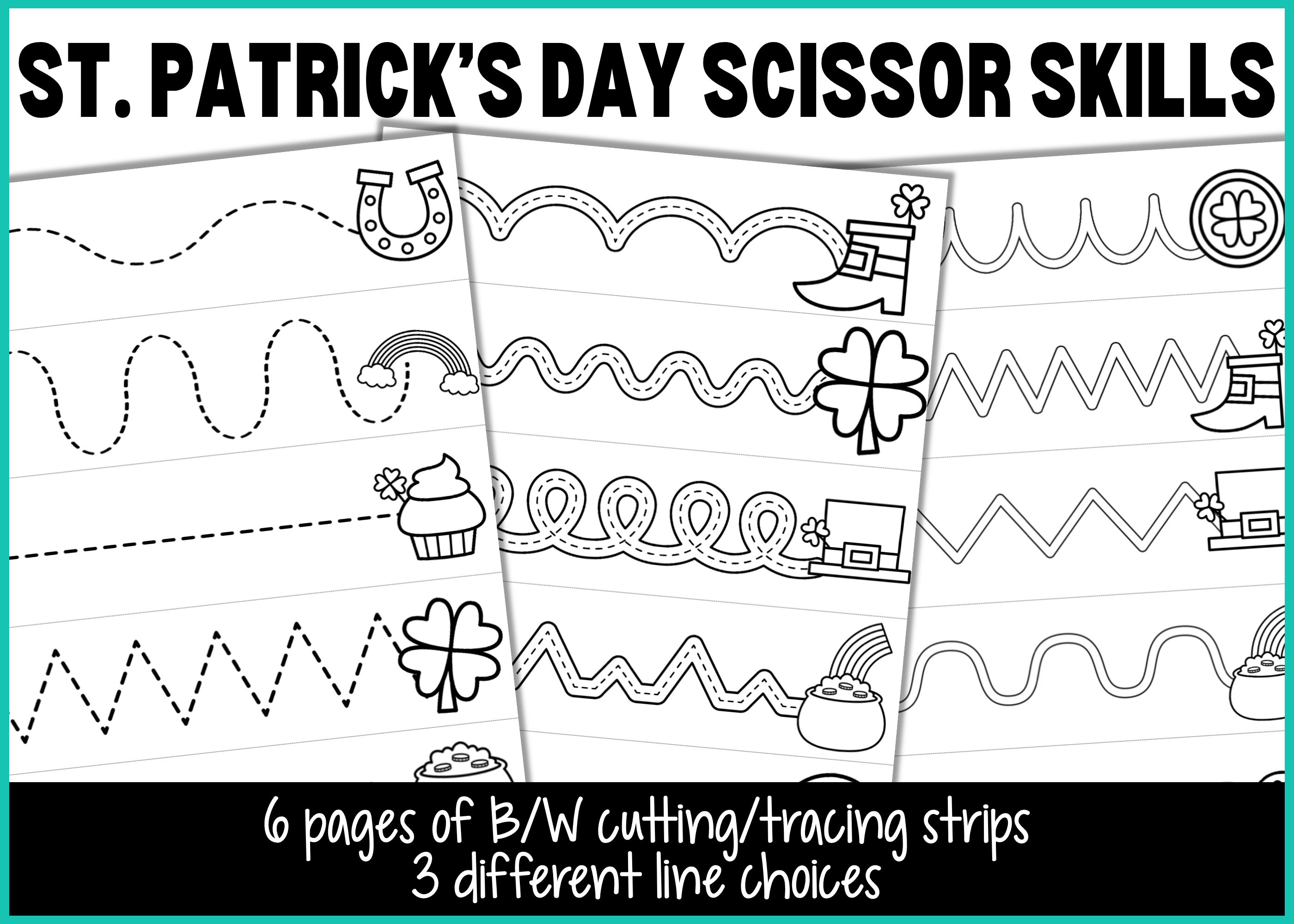 St. Patrick's Day Cutting and Tracing Pages for Preschool, Printable ...