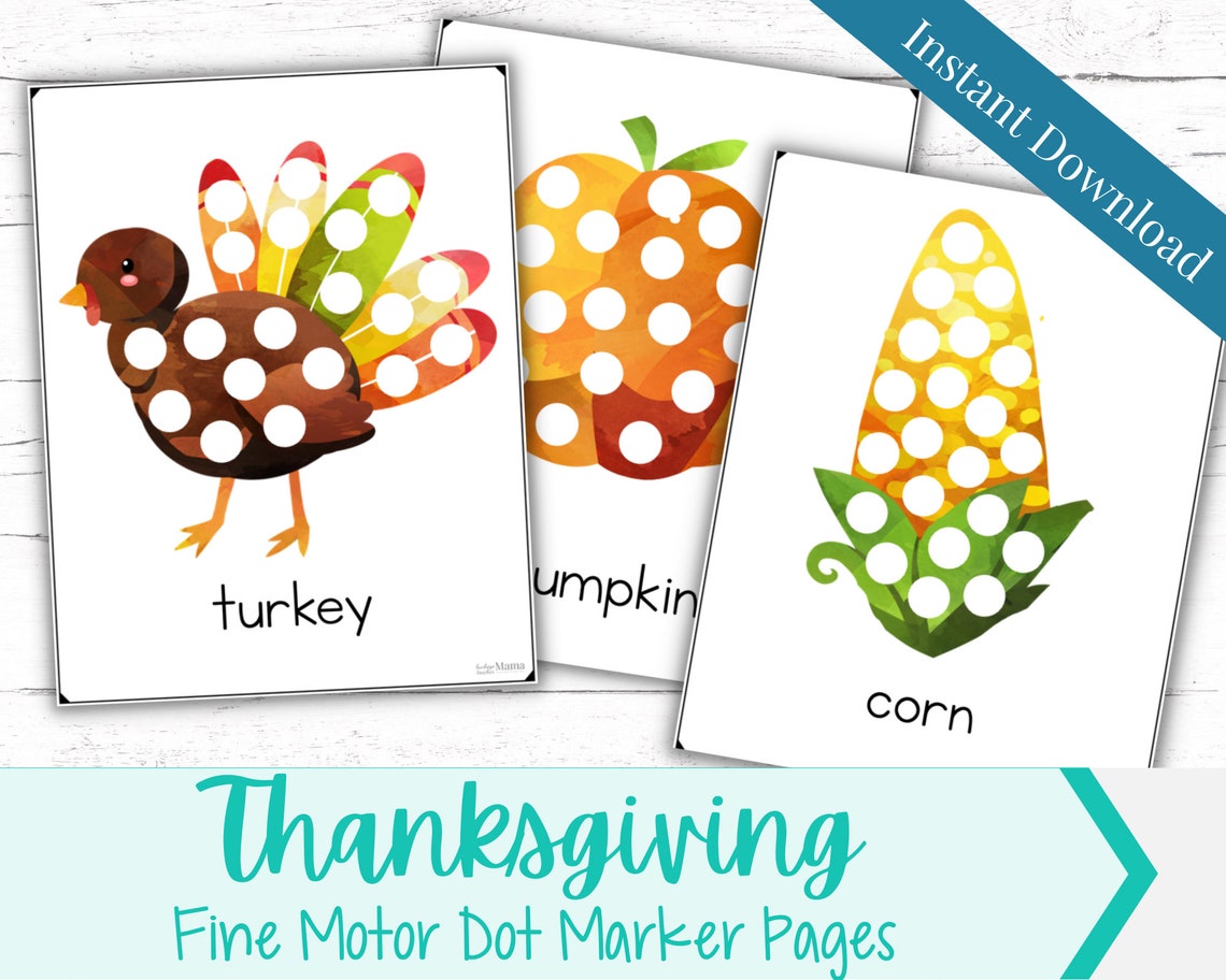 Thanksgiving Center Dot Marker Pages for Preschool and Kindergarten ...