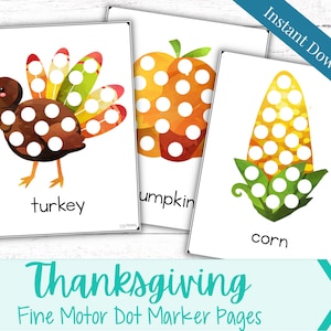 Thanksgiving Center Dot Marker Pages for Preschool and Kindergarten ...