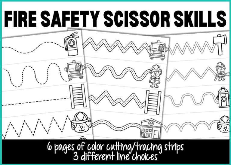 Fire Safety Cutting and Tracing Pages for Preschool, Fire Safety ...