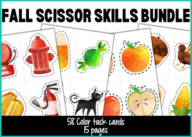 Fall Cutting and Tracing Practice for Preschool Bundle, Fall Scissor ...