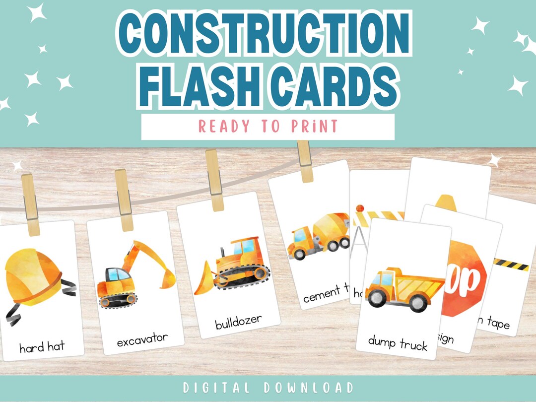 Construction Flashcards for Preschool, Printable Flashcards for ...