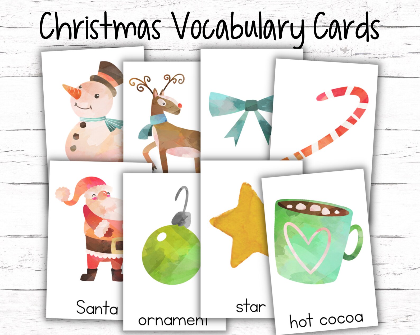 Christmas Flash Cards Flashcards for Preschool Word Wall - Etsy