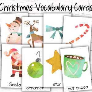 Christmas Flash Cards Flashcards for Preschool Word Wall - Etsy