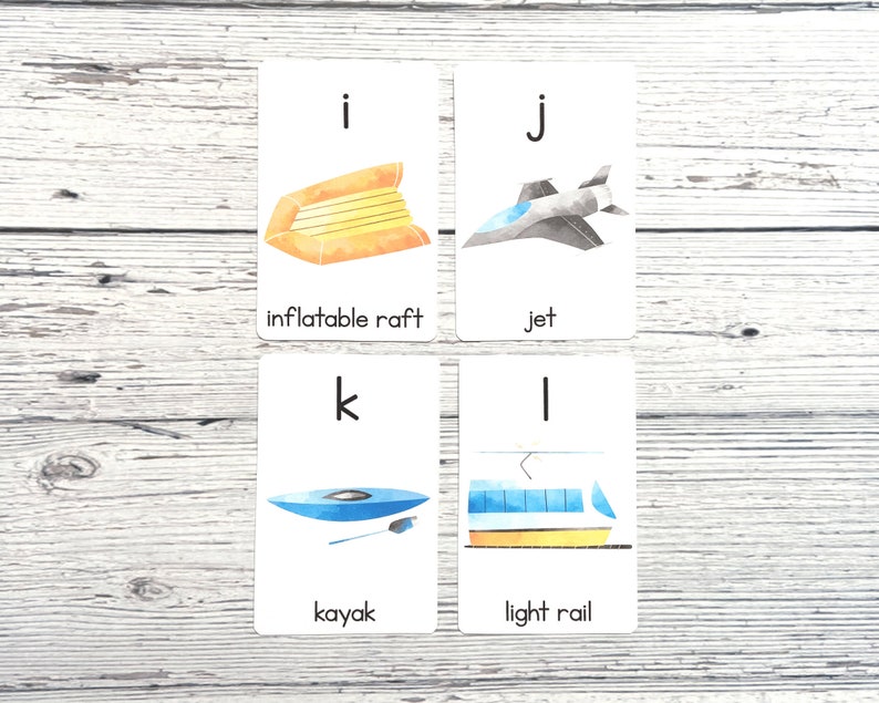 ABC Transportation Flash Cards, Vehicle Flashcards, Alphabet Vehicle ...
