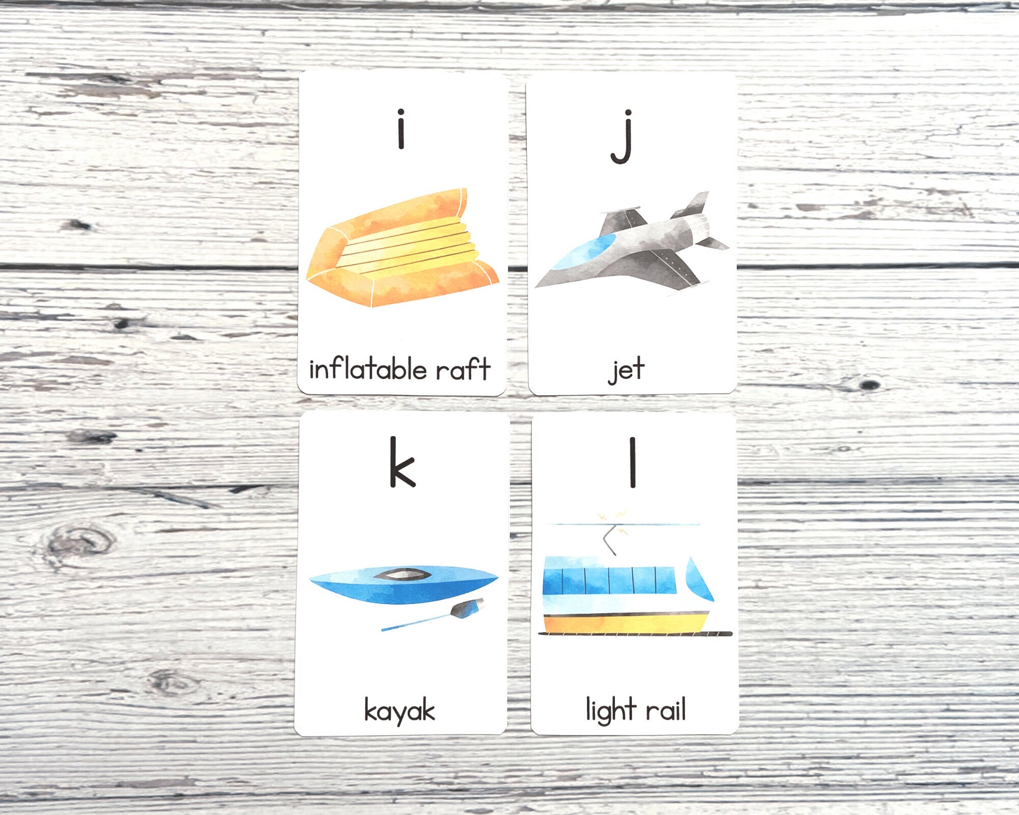 ABC Transportation Flash Cards, Vehicle Flashcards, Alphabet Vehicle ...
