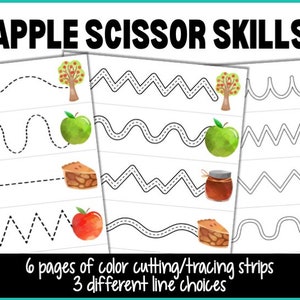 Apple Cutting and Tracing Pages for Preschool, Apple Cutting Practice ...