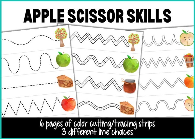 Apple Cutting and Tracing Pages for Preschool, Apple Cutting Practice ...