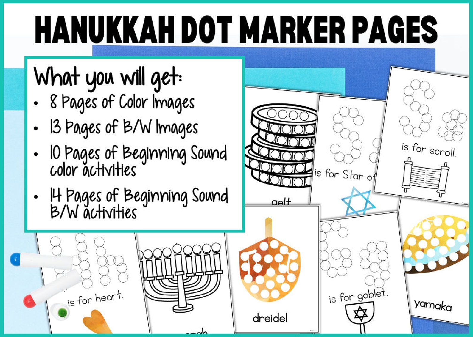 Hanukkah Dot Marker Printable, December Fine Motor Dabber Activities ...
