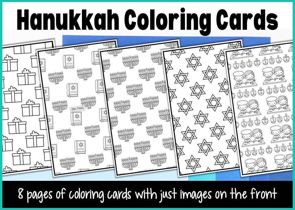 Hanukkah Coloring Cards, Kids Hanukkah Coloring Pages, Hanukkah ...