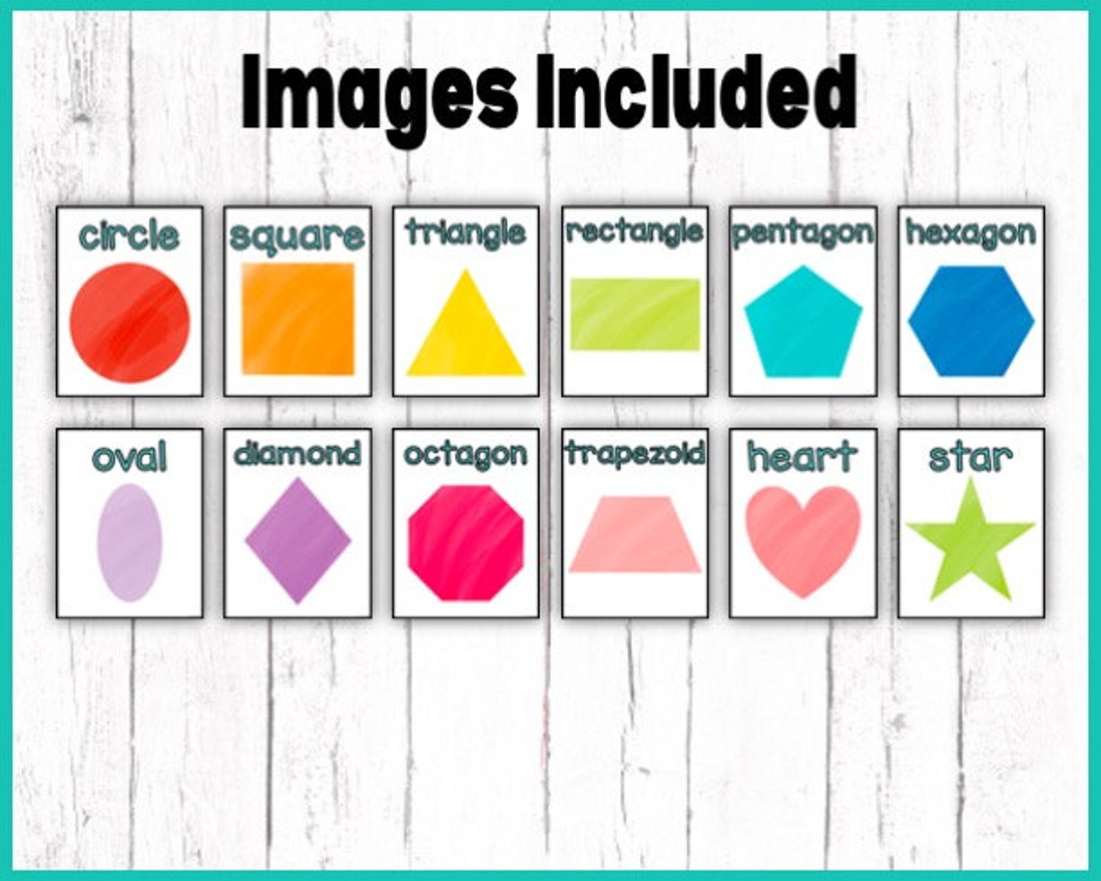 Printable Shape Posters Classroom Decor, White, Classic, Watercolor, 2D ...