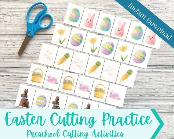 Easter Cutting and Tracing Pages for Preschool Printable | Etsy