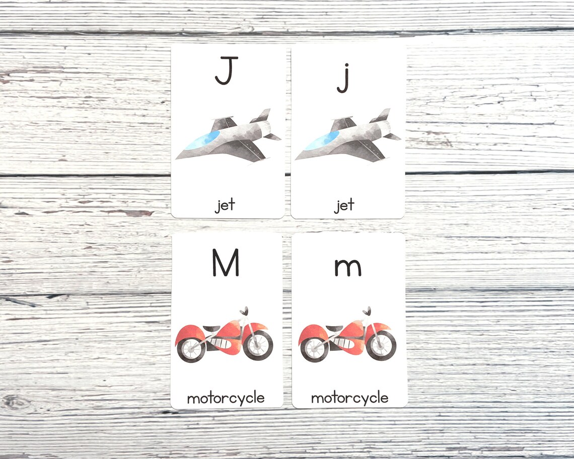 ABC Transportation Flash Cards Vehicle Flashcards Alphabet - Etsy