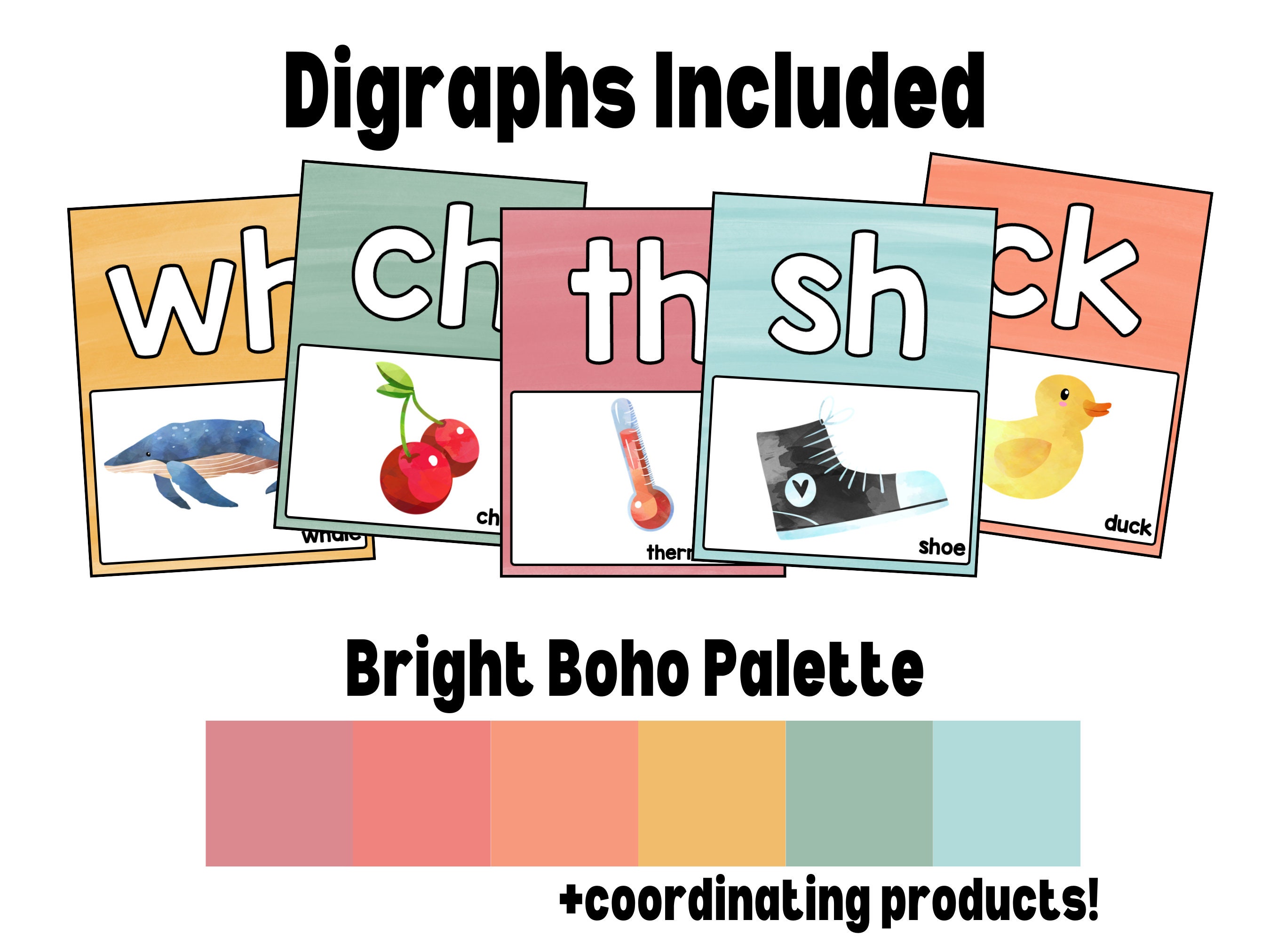 Printable Boho Watercolor ABC Posters Classroom Decor, Boho Alphabet ...