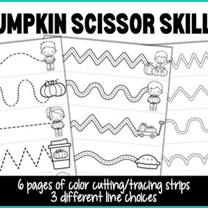 Pumpkin Cutting and Tracing Pages for Preschool, Printable, Scissor ...