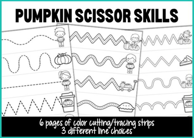 Pumpkin Cutting and Tracing Pages for Preschool, Printable, Scissor ...