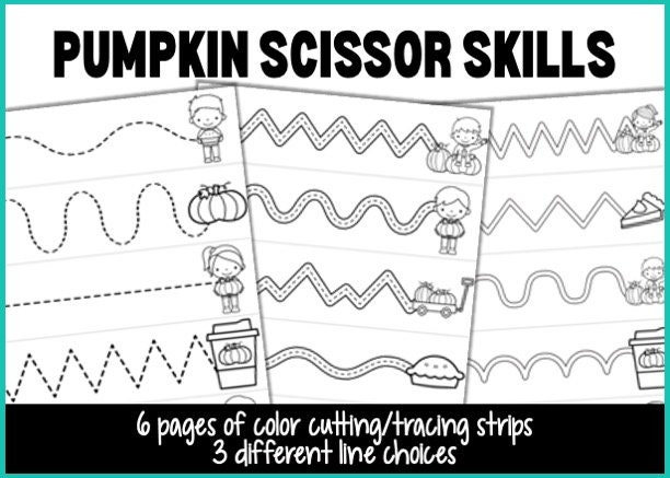 Pumpkin Cutting and Tracing Pages for Preschool, Printable, Scissor ...