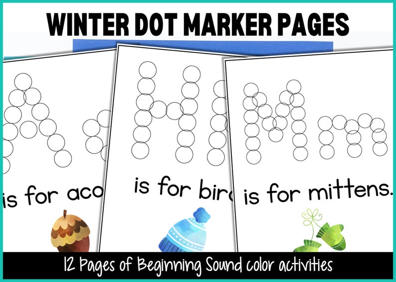 Winter Dot Marker Activities for Preschool, January Fine Motor Dabber ...