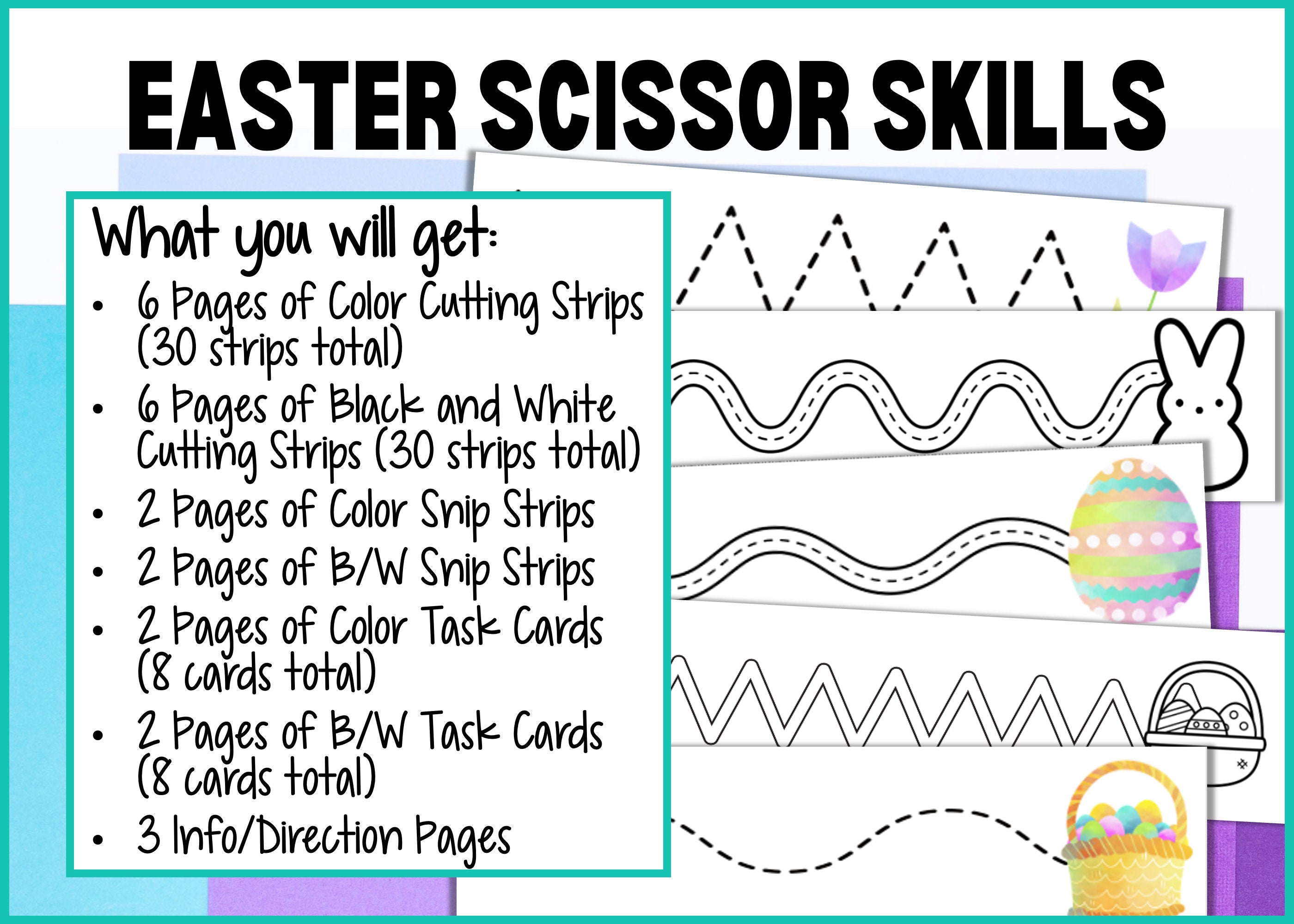 Easter Cutting and Tracing Pages for Preschool, Easter Printable ...