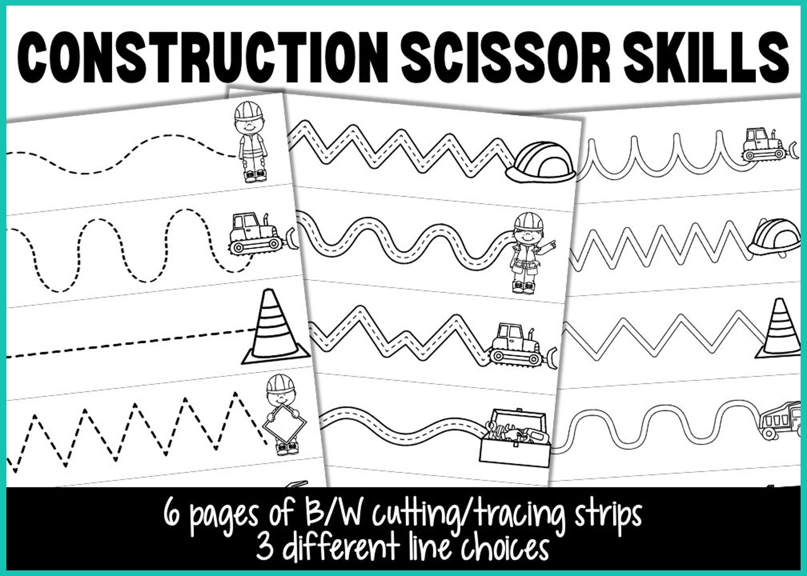 Construction Scissor Practice Activity for Preschool, Fine Motor ...