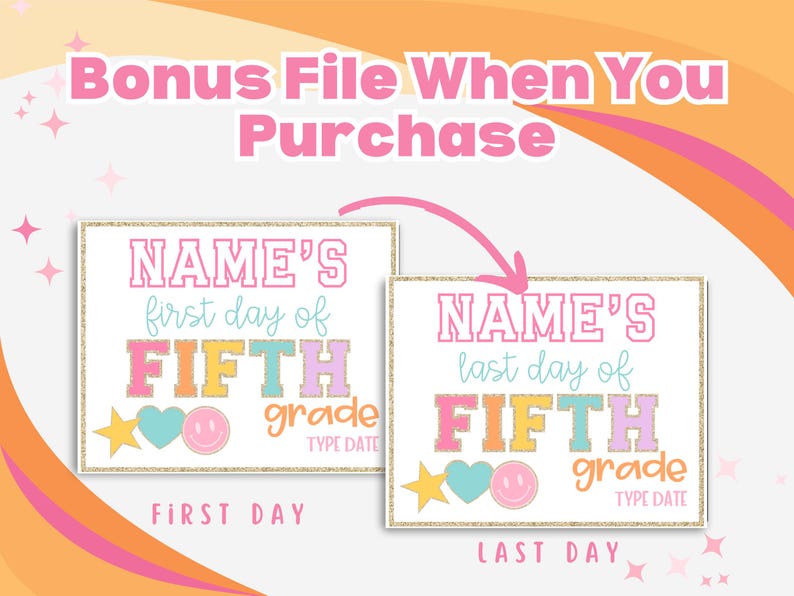 Editable First Day of Fifth Grade Sign, First Day of School Printable ...