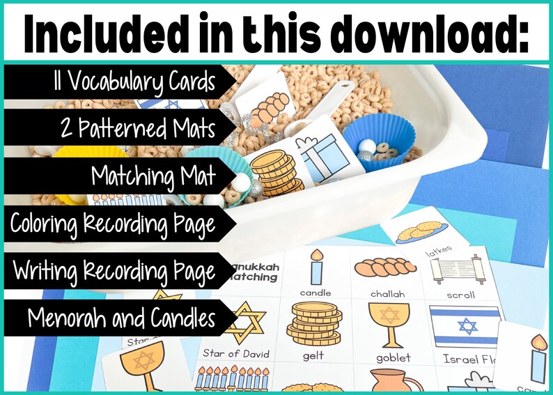 Hanukkah Sensory Bin Activity Printables for Toddlers and Preschoolers ...