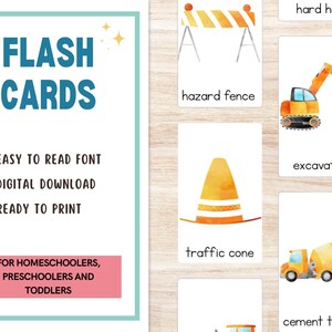 Construction Flashcards for Preschool, Printable Flashcards for ...