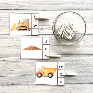 Construction Clip Cards for Preschool | Montessori | Letters and ...