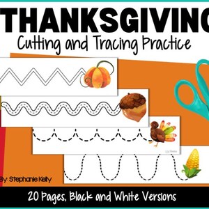 Thanksgiving Cutting and Tracing Pages for Preschool, Fine Motor ...