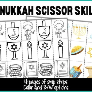 Hanukkah Scissor Practice Activity for Preschool, Fine Motor Cutting ...
