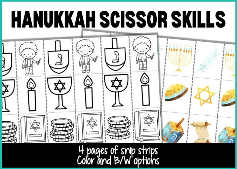 Hanukkah Scissor Practice Activity for Preschool, Fine Motor Cutting ...