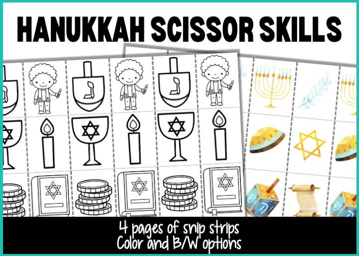 Hanukkah Scissor Practice Activity for Preschool, Fine Motor Cutting ...