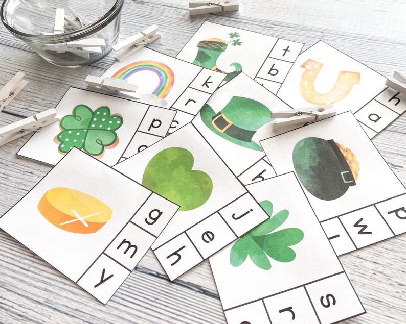 St. Patrick's Day Clip Cards for Preschool | Montessori | Letters and ...