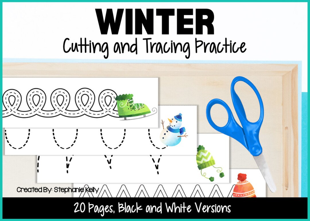 Winter Cutting and Tracing Practice Worksheets for Preschoolers | Fun ...