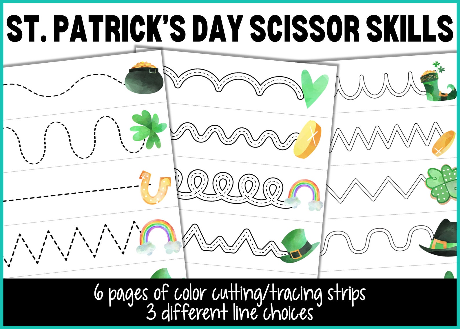 St. Patrick's Day Cutting and Tracing Pages for Preschool, Printable ...