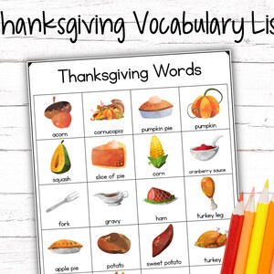 Thanksgiving Flash Cards, Flashcards for Preschool, Word Wall ...